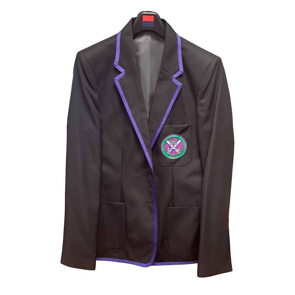 St Andrews Academy Girls Poly Braided Blazer Black – Schoolwear Made Easy