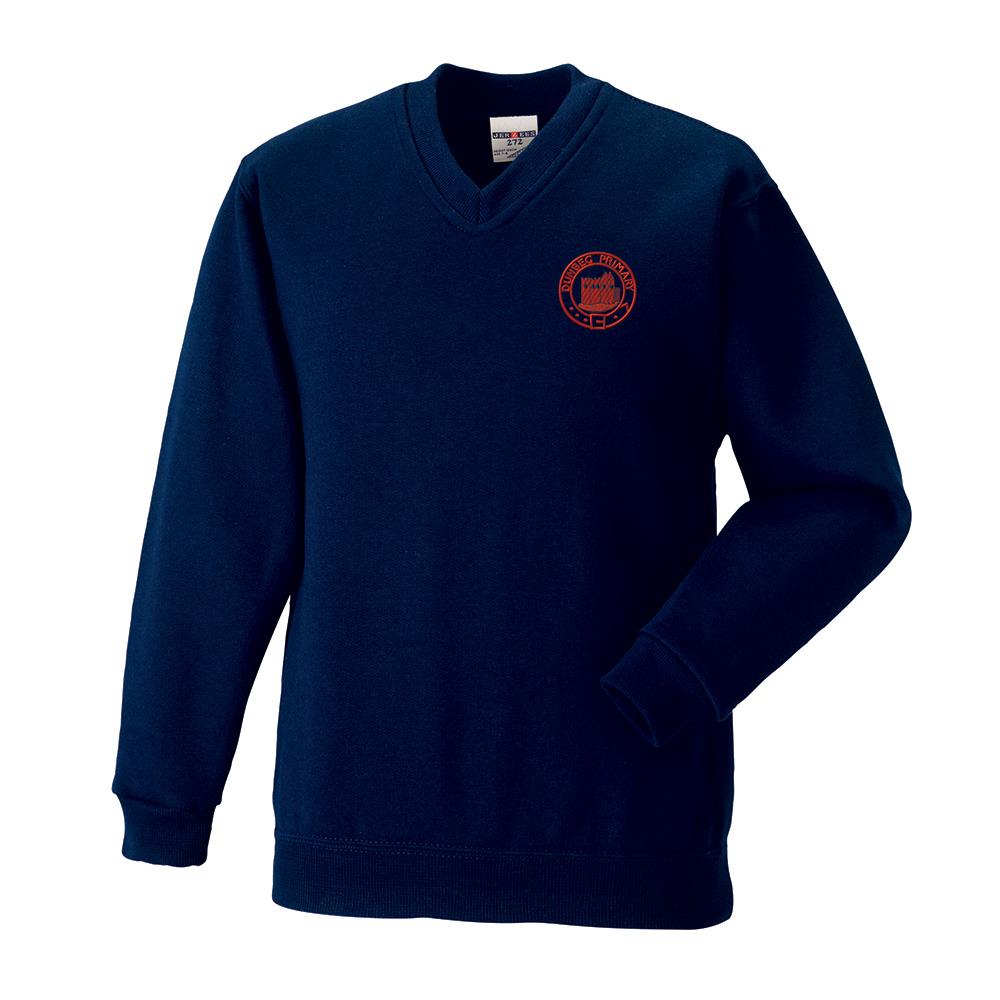 Dunbeg Primary V-Neck Sweatshirt Navy – Schoolwear Made Easy