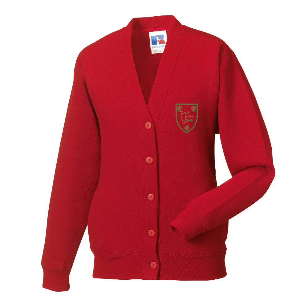 Juniper Green Primary Sweat Cardigan Red – Schoolwear Made Easy