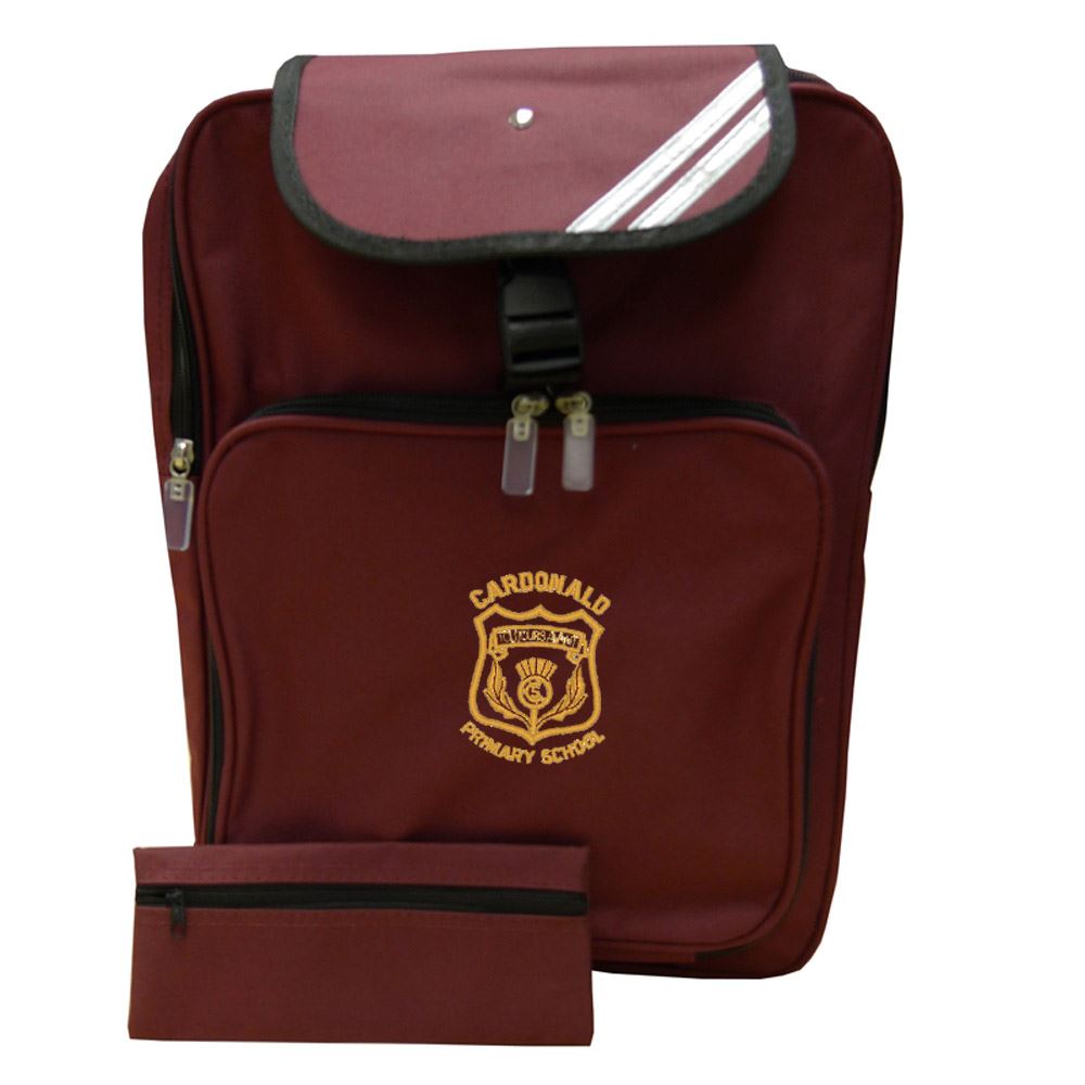 Cardonald Primary Junior Backpack Burgundy – Schoolwear Made Easy