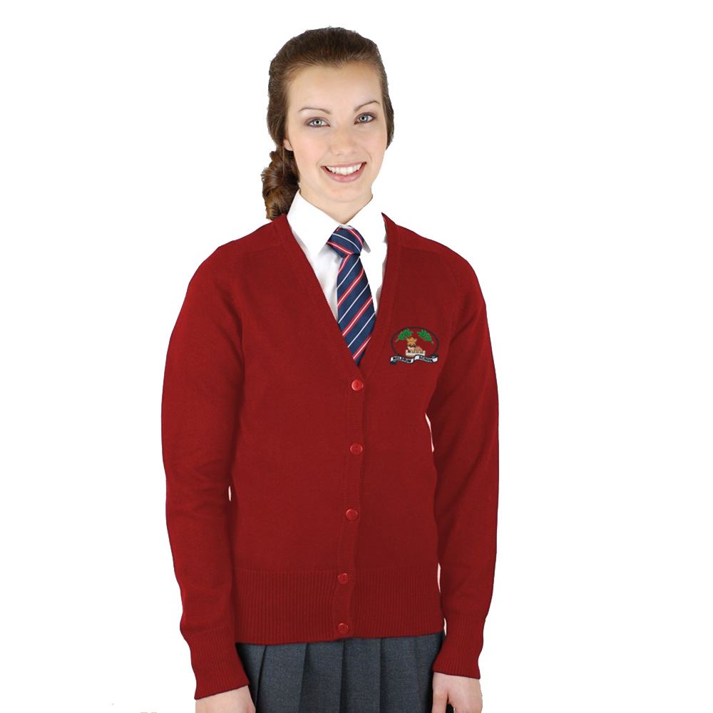 Meldrum Primary 50/50 Cardigan Red – Schoolwear Made Easy